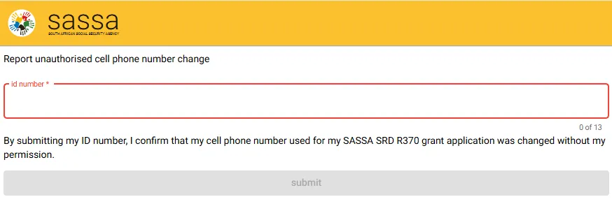 R370 SRD Grant Cellphone Number Change, FAST!